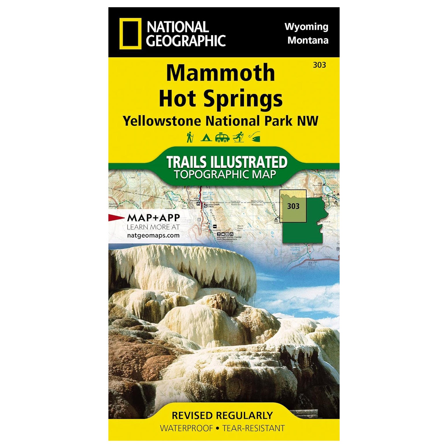 Nat Geo Mammoth Hot Springs - 303 Map | Yellowstone Forever