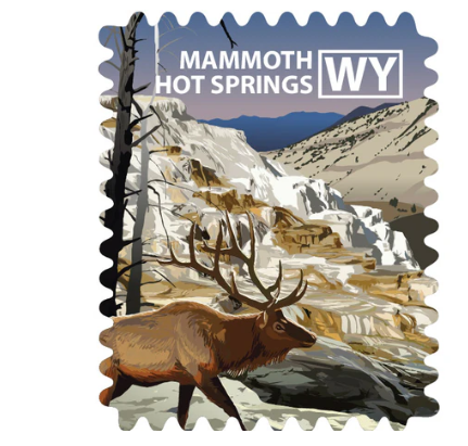Mammoth Hot Springs Travel Stamp | Yellowstone Forever