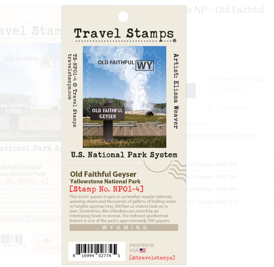 Sticker- Old Faithful Geyser Travel Stamp | Yellowstone Forever