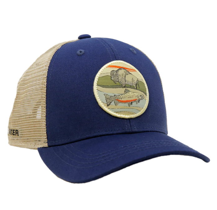 Cap- Rep Your Water Bison Trout Hat Navy | Yellowstone Forever